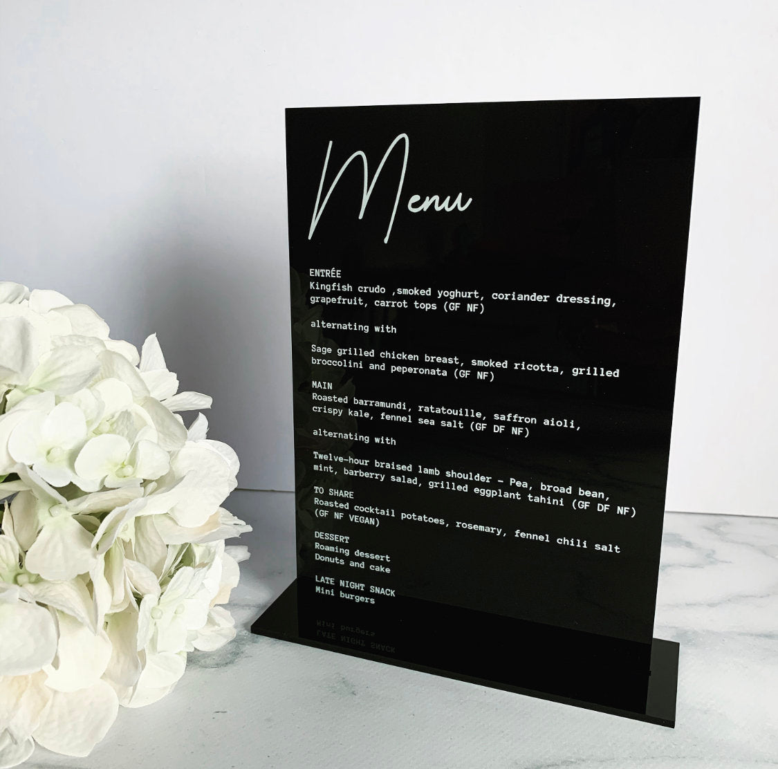 A5 Acrylic Menu Sign/Stand – The Raven Collections